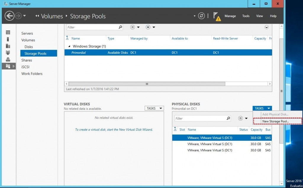 How to Create a Storage Pool in Windows Server 2016? - Tactig