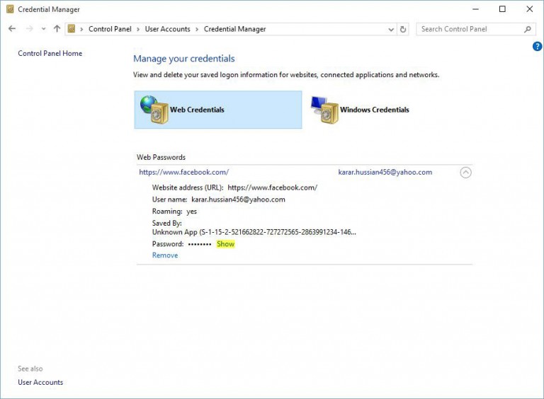 How to Manage Saved Credentials in Windows 8 & 10 Profile? - Tactig