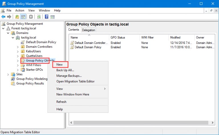 Initial Configuration of Group Policy Procedure - Tactig